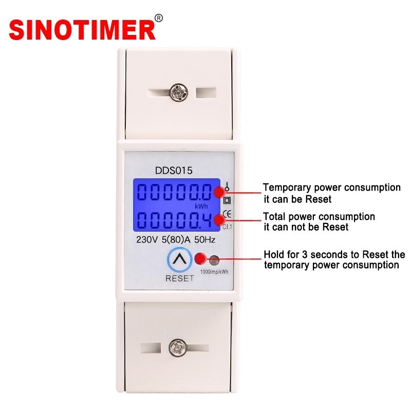 Contor monofazat de energie electrica, Sinotimer, 230V AC 50-60Hz, 5(80 ...